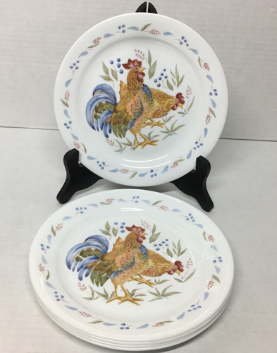 Lot of 5 Corelle Country Morning Rooster Dessert Bread Salad Plates 7. ...