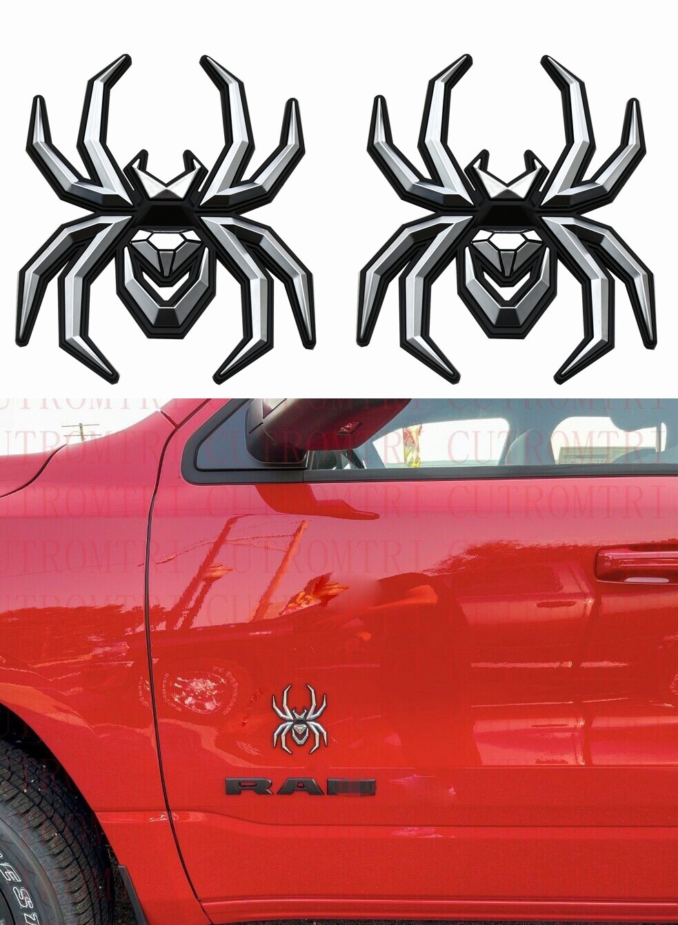2Pcs Silver Black Spider Emblem Car Badge for Truck, SUV Black Widow ...