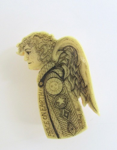 Signed Kim McClellan ANGEL Peace on Earth Srimshaw Pin | eBay