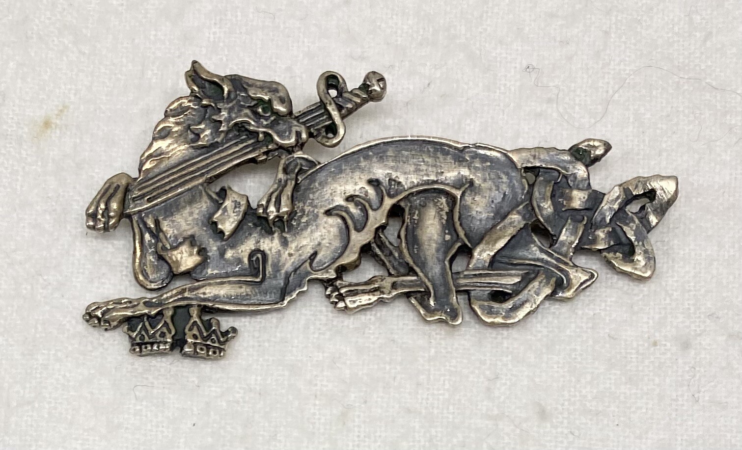 Bob Maurus Sterling Silver Dragon Brooch 1993 - Gem