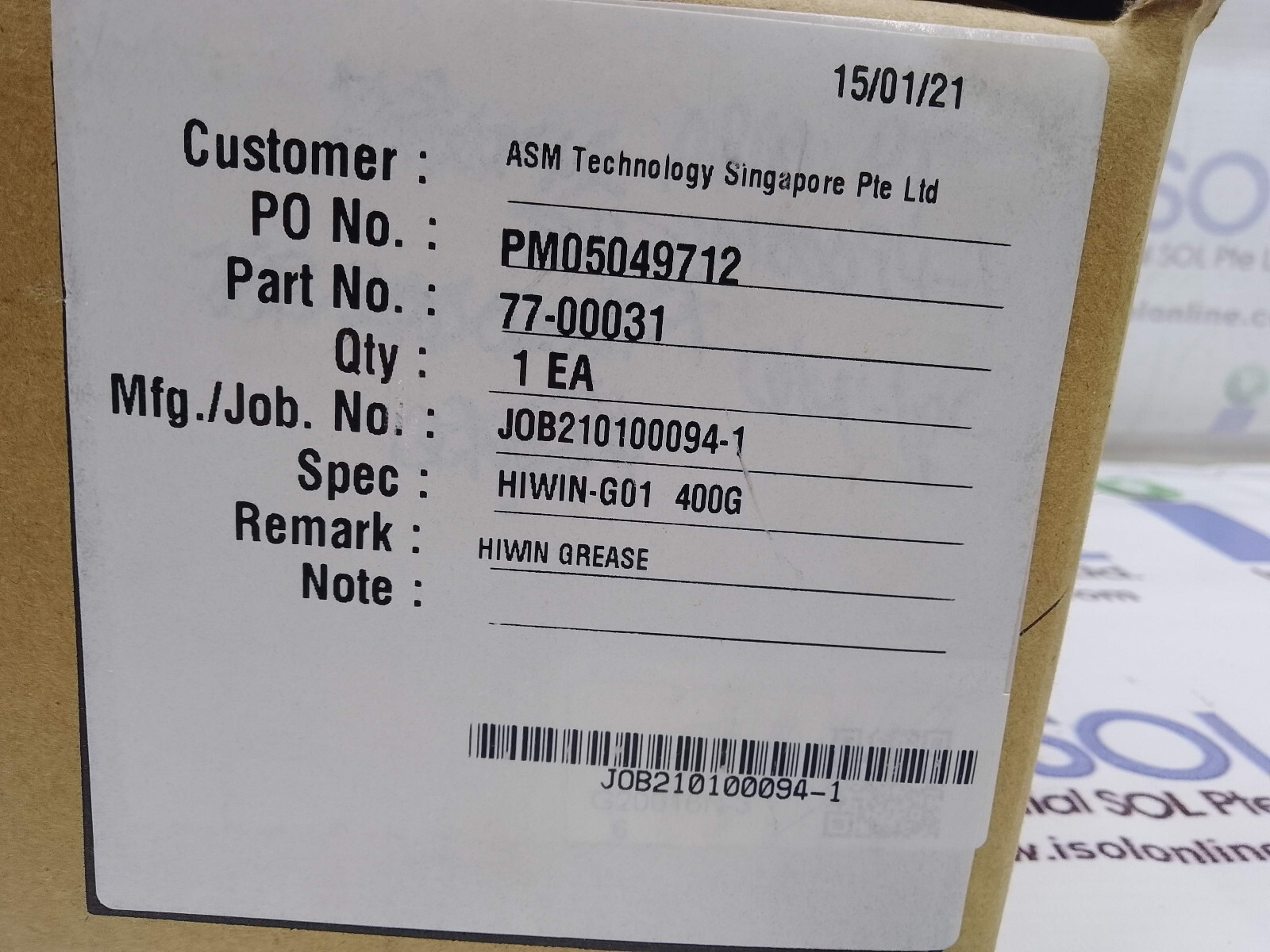 Hiwin 77-00031 Lubricant Grease G01 for Heavy Load Semiconductor Store ...