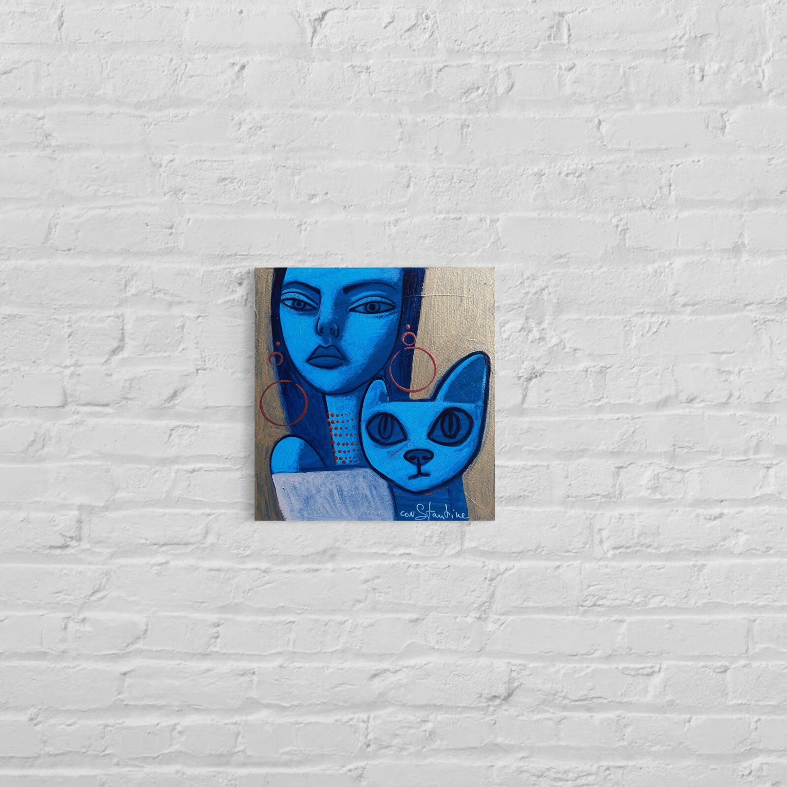 Constantine Popov , Original Miniature Painting, “ Girl With Blue Cat ...