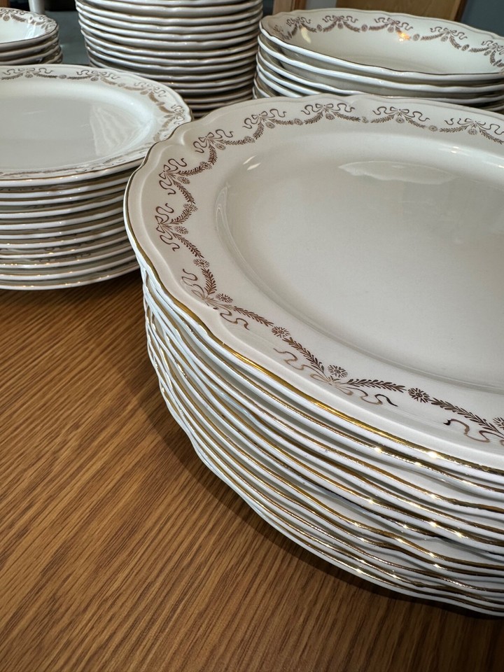 22k Gold - Vintage Edwin M Knowles China Co-Semi Vitreous-Dinnerware-85 ...