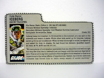 GI Joe Iceberg File Card Vintage Action Figure Accessory Part 1986 | eBay