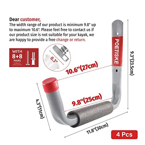 Utility Hooks Ladder Hooks with 9.8'' Jumbo Arm Garage Storage ...