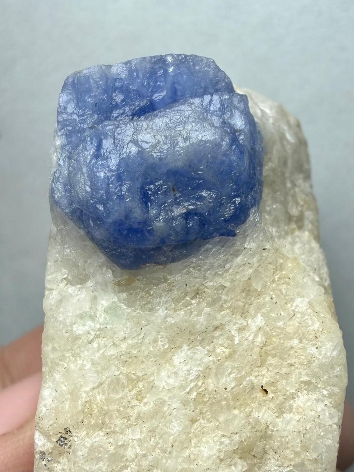 63 Grams Full Terminated Florescent Hackmanite Crystal On White Stone ...