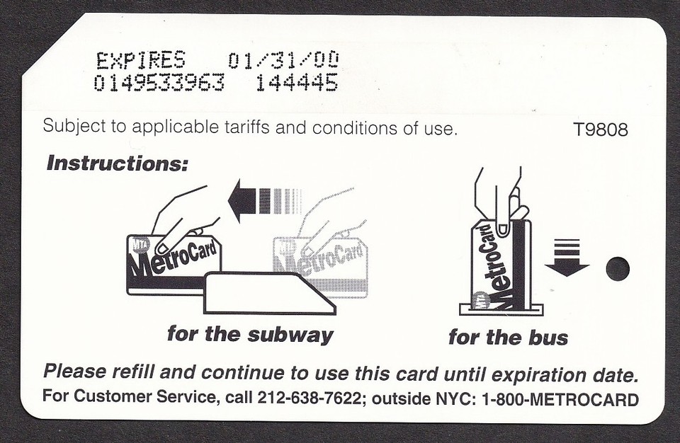 New York City - MTA MetroCard - Subway Bus Fare Card - Exp 2000 | eBay