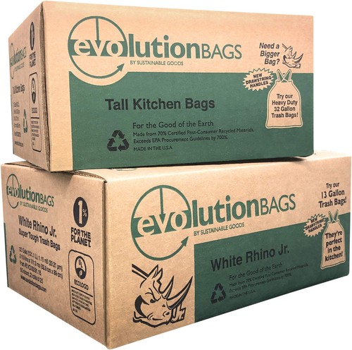 **NEW** Evolution Trash Bag Tall Kitchen DRAWSTRING, 100 bags/box, made ...