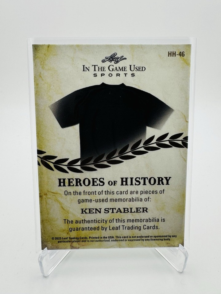 2025 Leaf In The Game Used Ken Stabler - Heroes Of History /7 | eBay