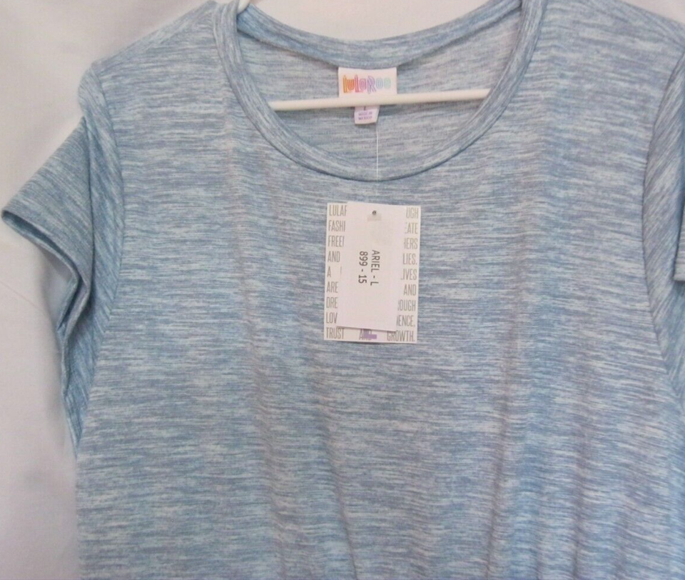 Lularoe ARIEL Large DRESS Tiered 2 BLACK WHITE STRIPES Heathered LIGHT ...