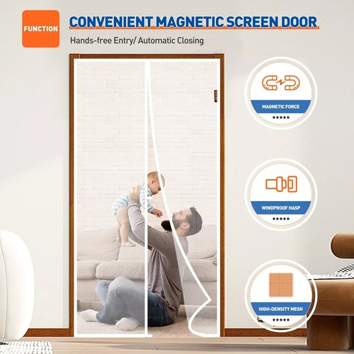 MAGZO Magnetic Screen Door Fit Door Size 32 x 80 Inch, Screen Size 34 x ...
