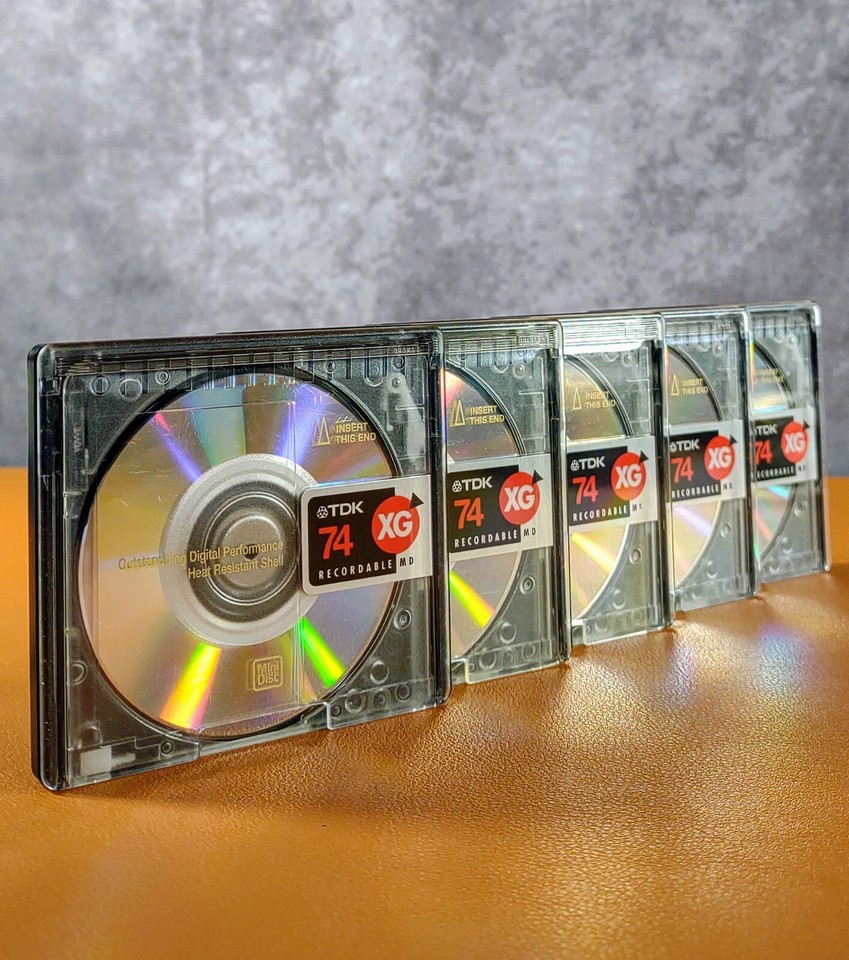 Set of 5 TDK XG 74 (1999) Mini Discs, 74 Minutes Each With Slip Cases ...