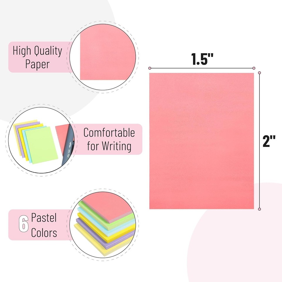 Post Notes Small Post It Notes, 1.5X2 Inches 6/36Pcs Light Colors Self ...