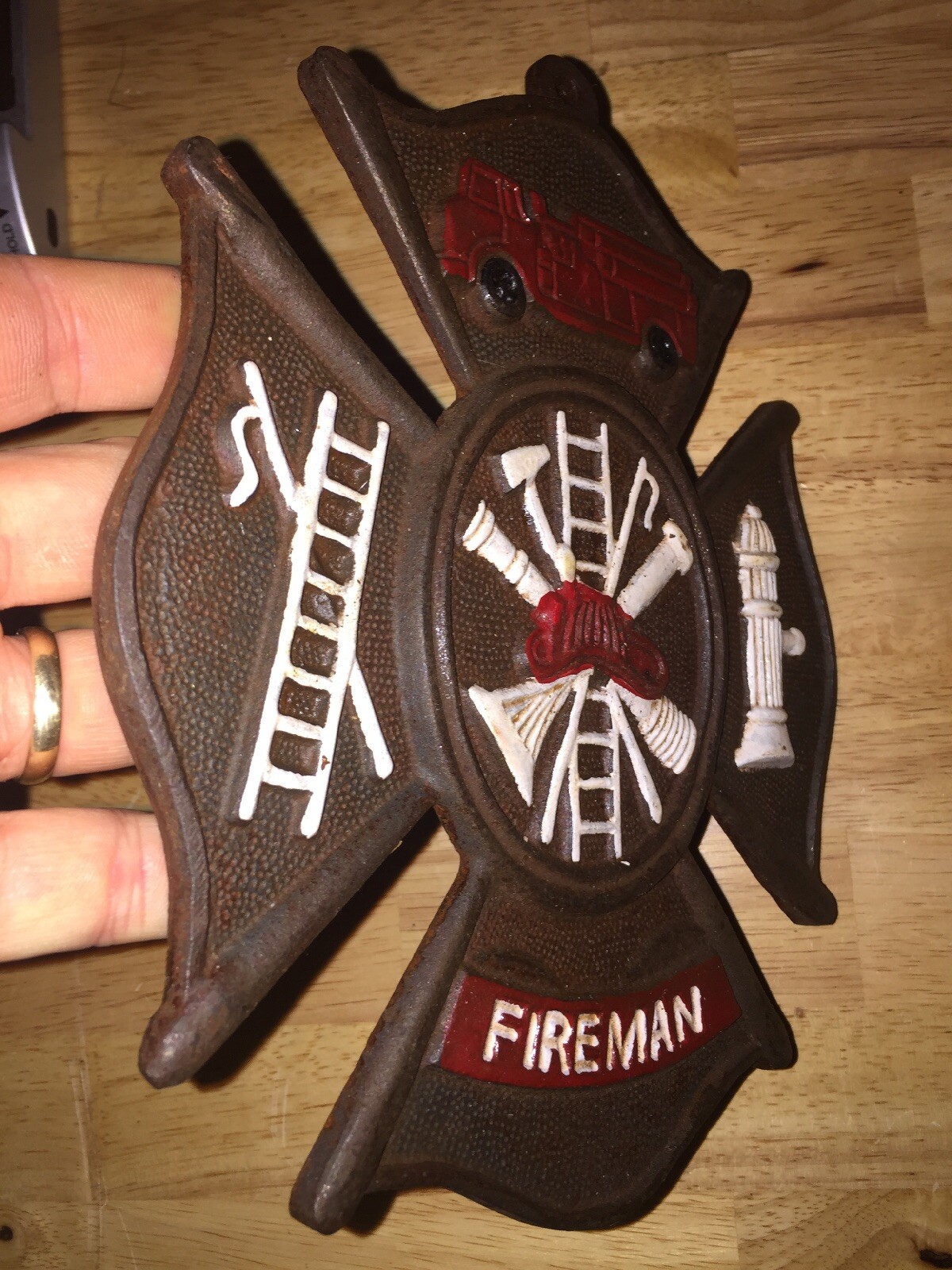 Fire Chief Plaque Sign Fireman Cast Iron Metal Plaque Firefighter ...