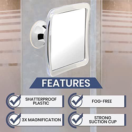 3X Magnifying Shower Mirror For Fogless Shaving with Suction Cup ...