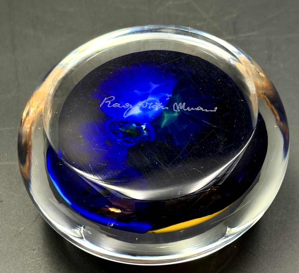LG Murano Italy Paperweight Signed Millefiori Art Glass Oblate Spheroid ...