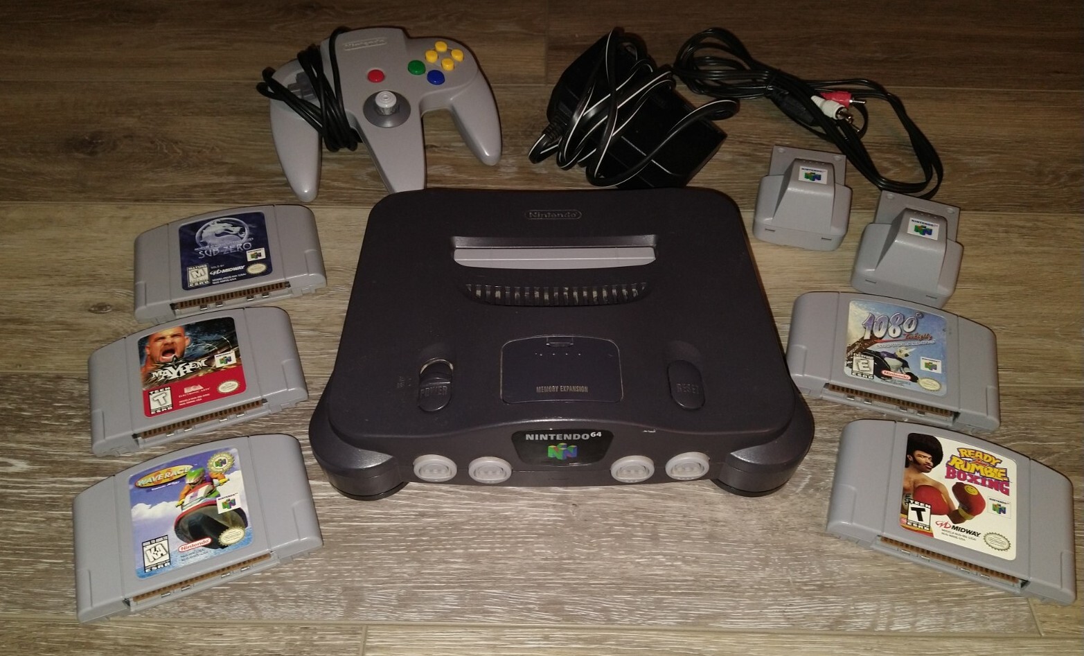 N64 Nintendo 64 Black Console Bundle Lot 5 Games Mortal Combat 2 Rumble ...