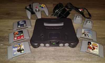 N64 Nintendo 64 Black Console Bundle Lot 5 Games Mortal Combat 2 Rumble ...