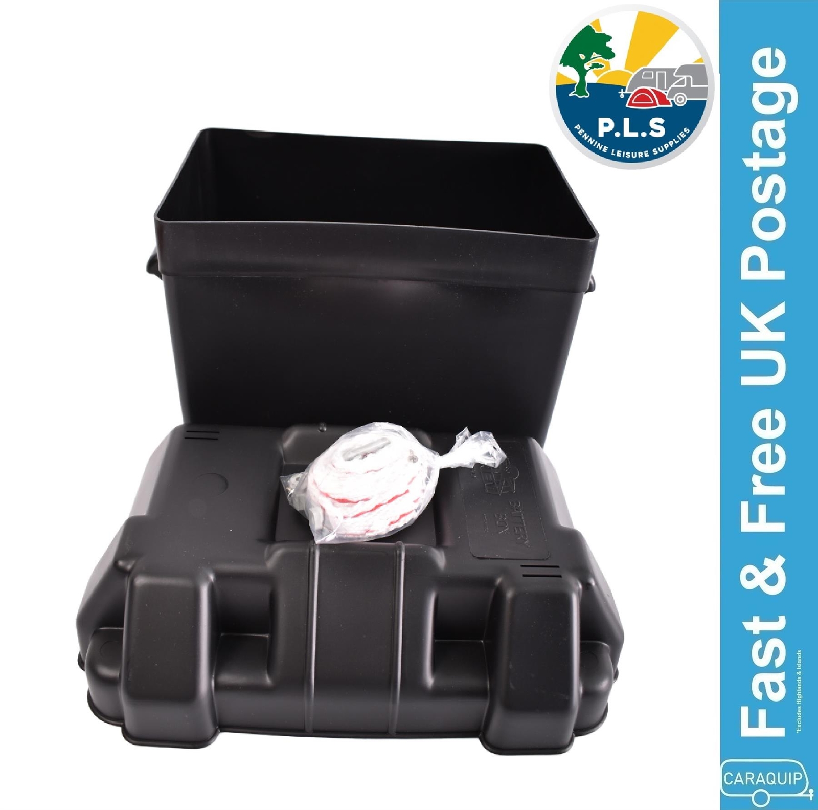 Leisure Battery Box Black Standard + Strap Caravan Motorhome Campervan ...