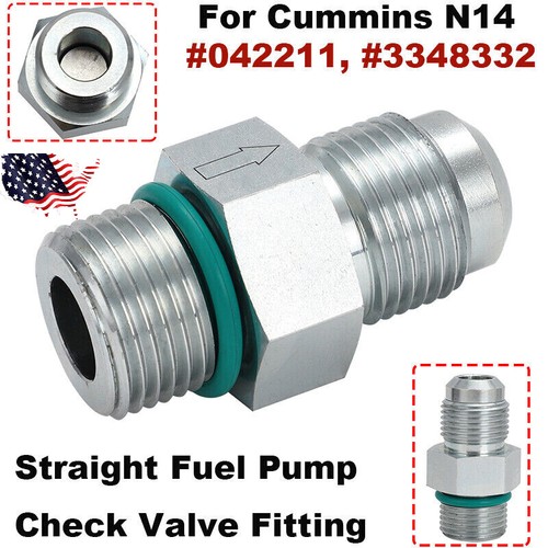 1PC For Cummins N14 #042211 Straight Fuel Pump Check Valve Fitting ...