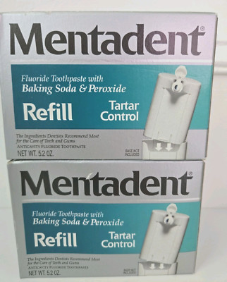 TWO Mentadent Tartar Control Toothpaste Refill Packs New Old Stock 10.4 ...