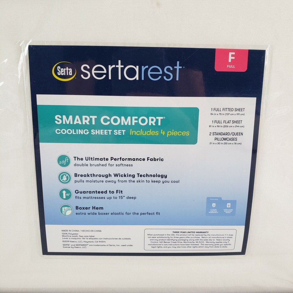 Sertarest Serta Smart Comfort Cooling Sheet Set Full Cream Color New | eBay