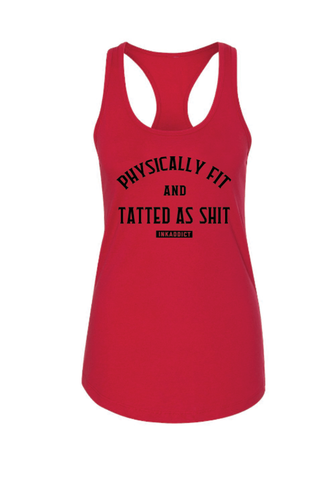 NEW InkAddict WOMENS PHYSICALLY FIT Racerback Tank Top RED / BLACK ...