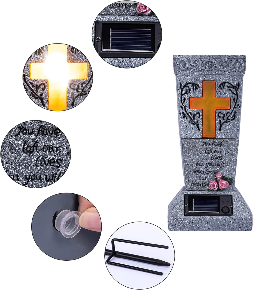Solar Cemetery Grave Vase with LED for Fresh/Artificial Flowers ...