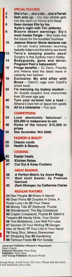 Woman's Day - April 6, 1996 - Elle Macpherson, Kylie Minogue + Farrah ...