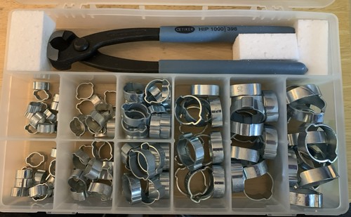 Oetiker 2-Ear Clamp Assortment Kit w/ HIP 1000 Single Action Pincer ...