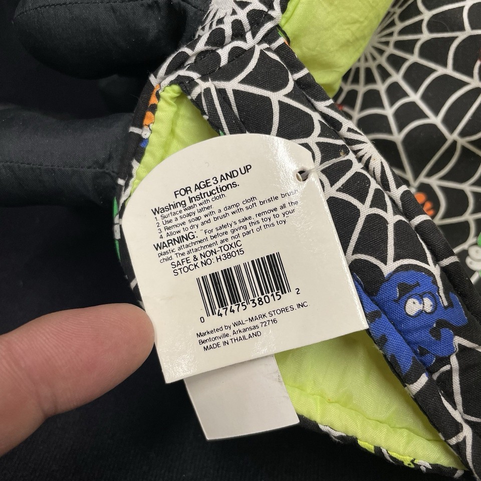 Wal Mart Halloween Black Neon Green Spider Basket Bag Parachute Vintage ...