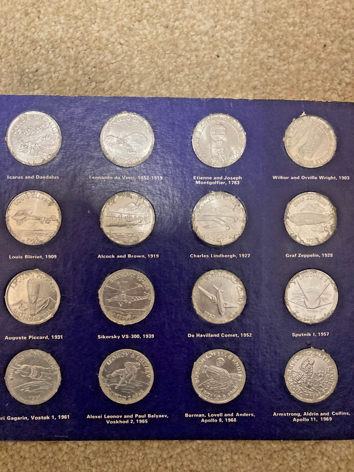 1970s Vintage Man in Flight Shell Coin Collection 16 Piece Set | eBay UK