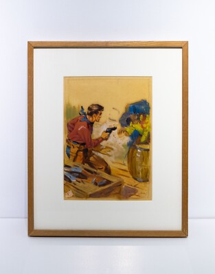 Richard Lillis (1899-1994) Framed + Signed Pulp Oil Painting of a ...