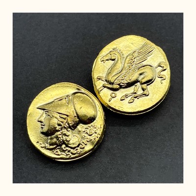 Retro Copper alloy Gold Plated Coins Athena /Pegasus Ancient Greek ...