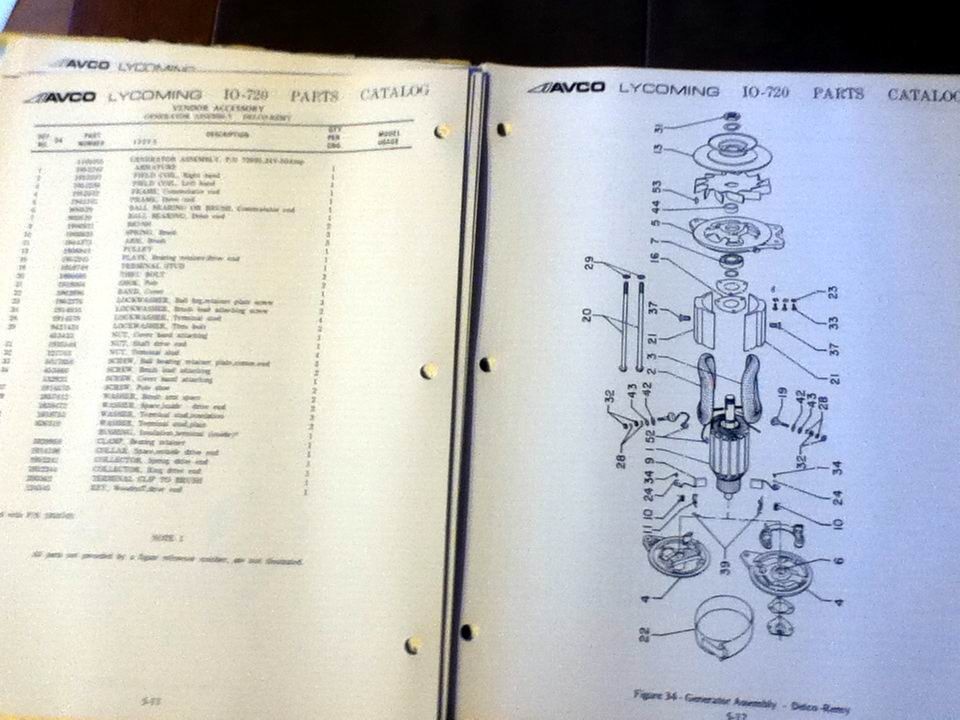 Lycoming IO-720-D1CD & IO-720-D1C Engine Parts Manual | eBay