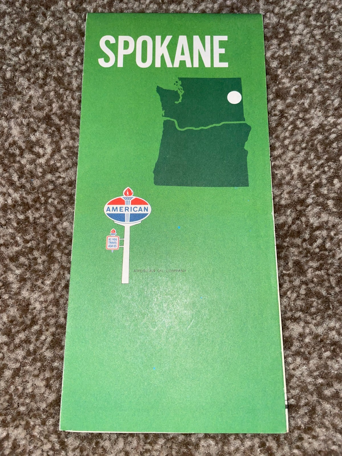 1967 American Spokane Washington Gas Service Station Road Map~Box FB22 ...
