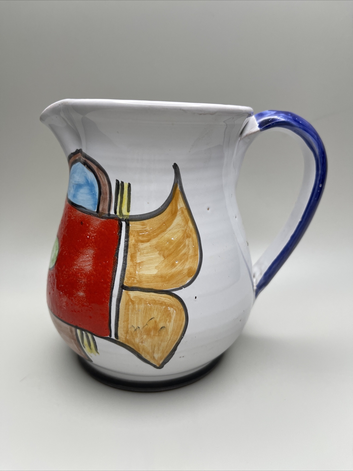 Vtg Nino Parrucca Art Pottery Pitcher Milk Jug Pesca Fish Italy Signed ...