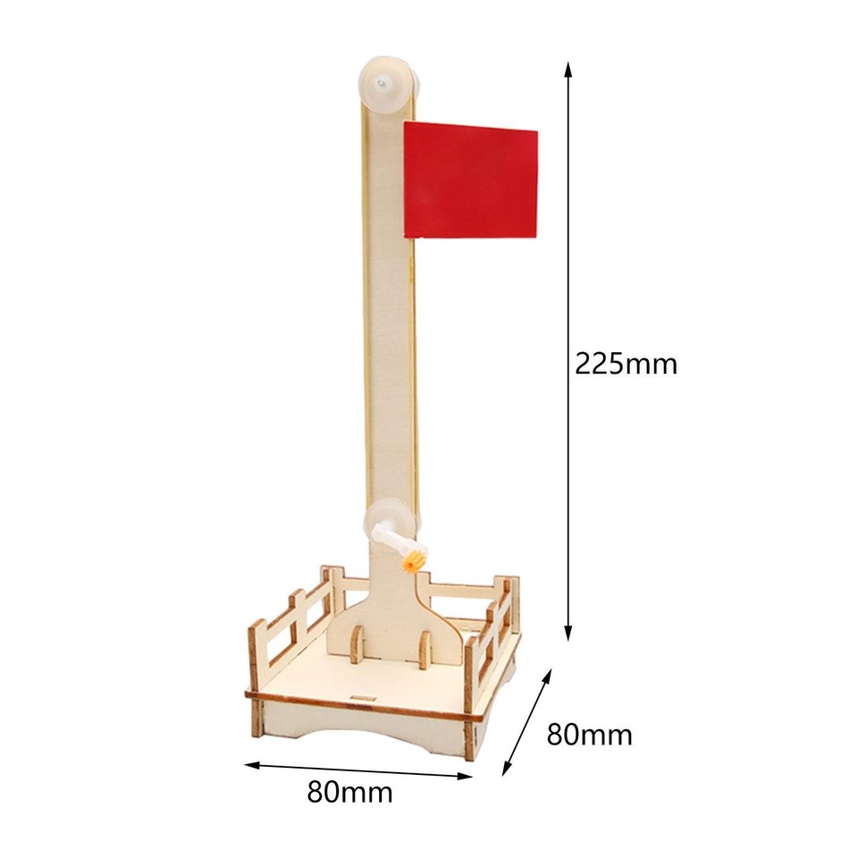 Wooden Stem Models Building Toys Raising and Lowering Flag for Children ...