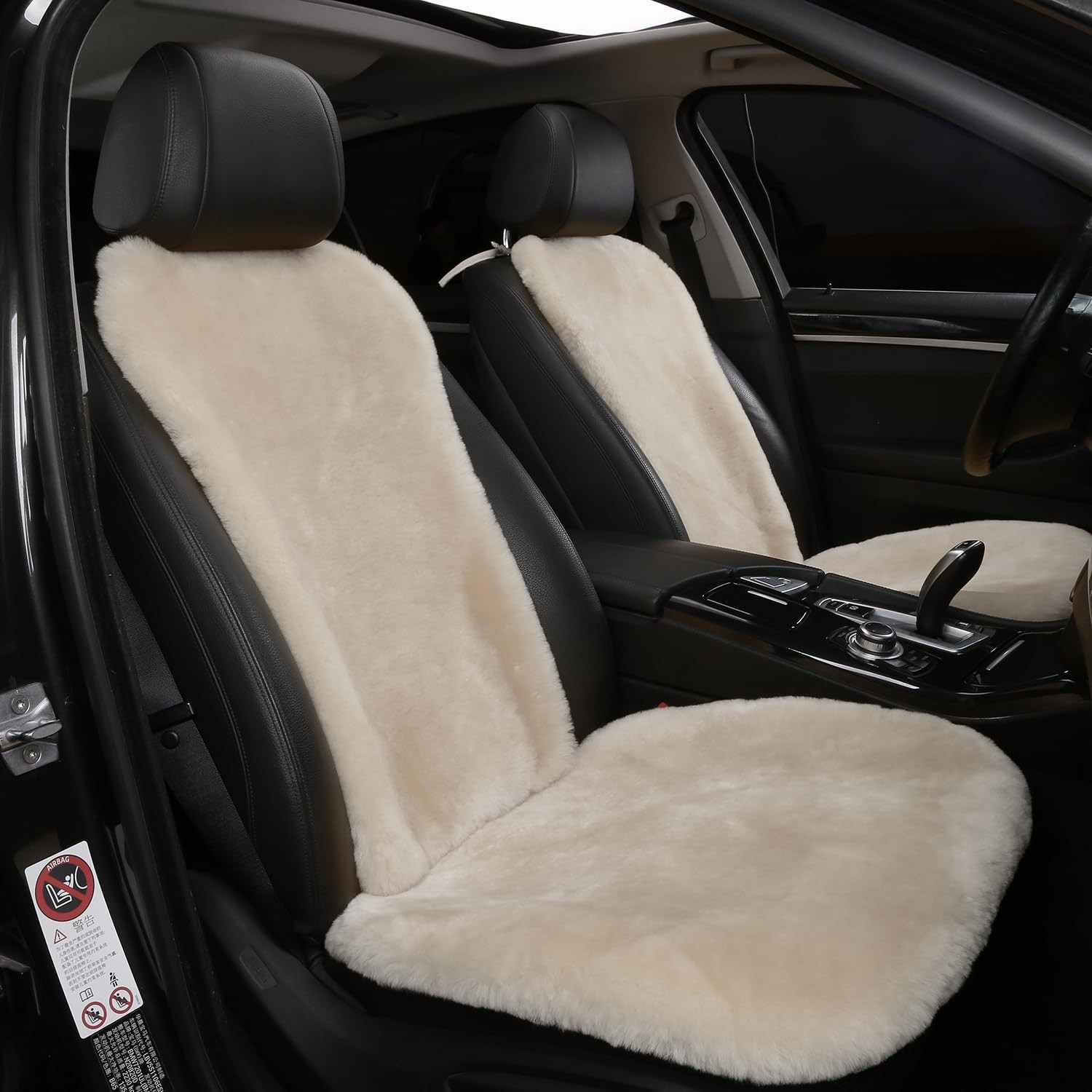 Dotesy 2 Packs Genuine Australia Sheepskin Auto Front Seat Pearl White ...