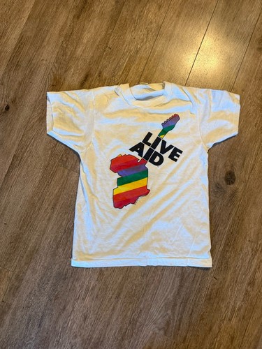 Vintage 1985 Live Aid T Shirt White Queen Freddie Mercury Saves Lives ...