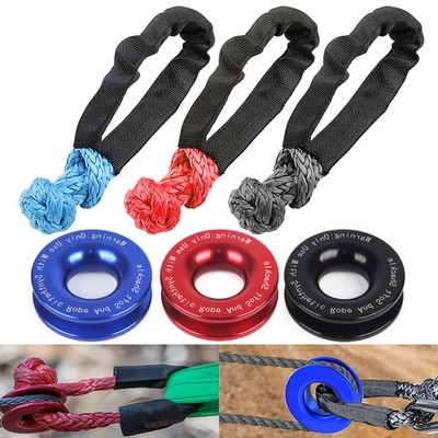 Heavy Duty Recovery Ring Snatch Block Pulley Soft Shackle Tow Winch ...