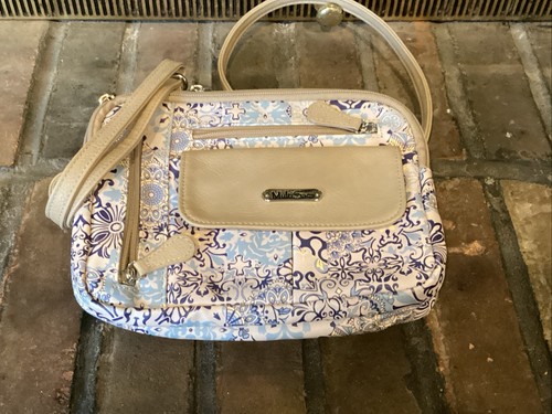 Multi Sac Zippy Triple Compartment Crossbody Bag Beige & Blue Paisley ...