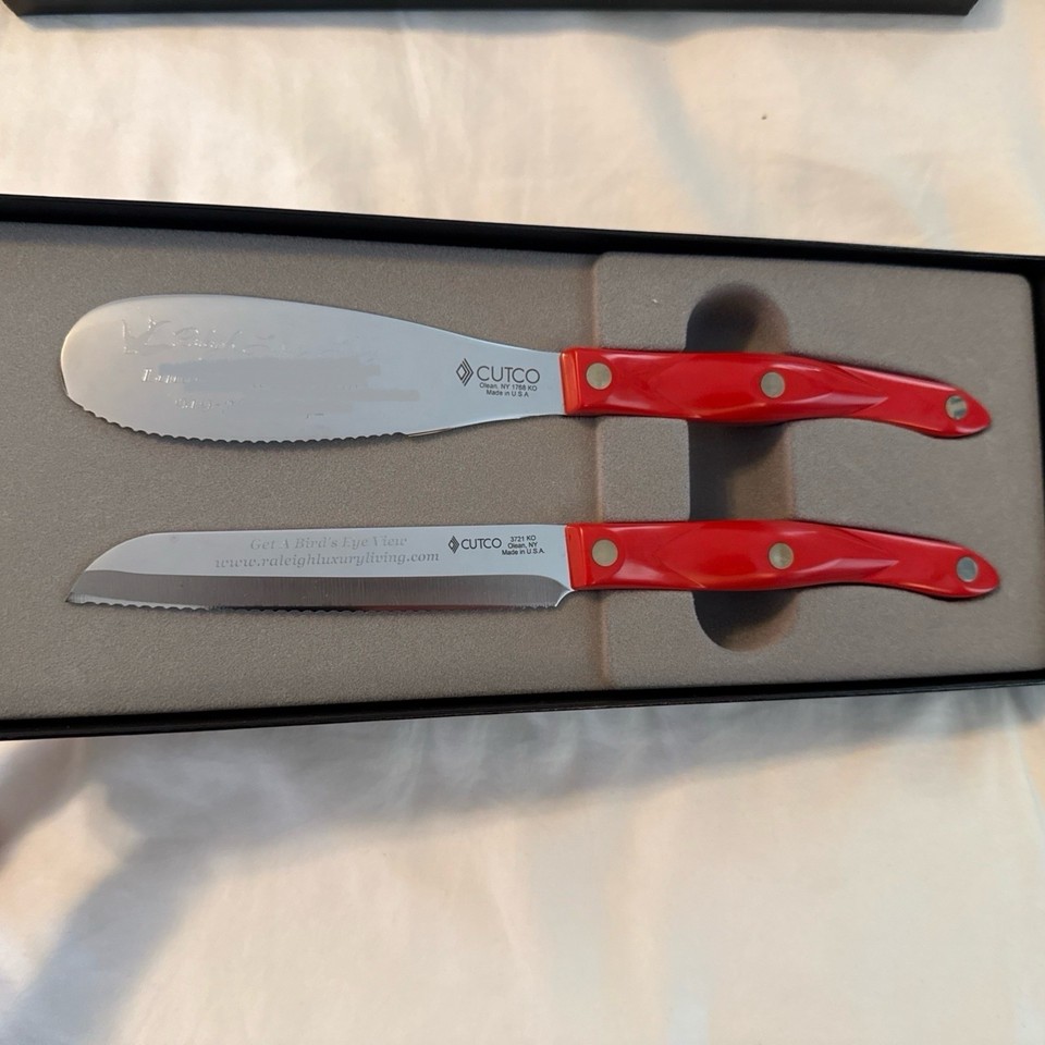 Cutco Knife 3721 and Spatula Spreader 1768 New in Box Red Handles ...
