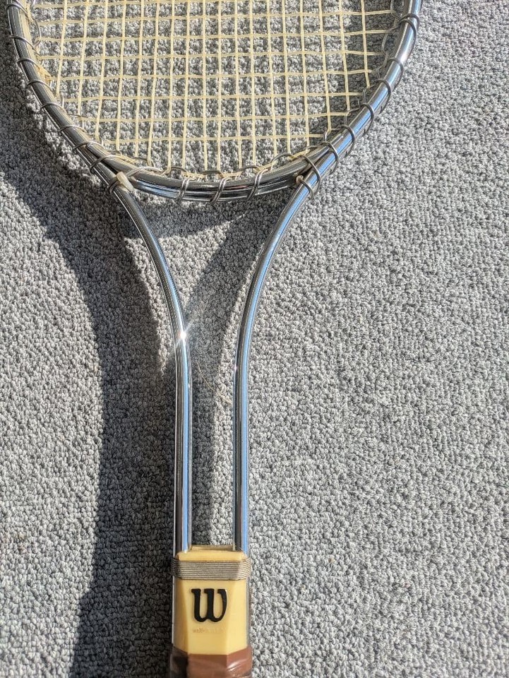 Wilson Tennis Racket Silver/Brown Metal Frame Leather Grip | eBay UK