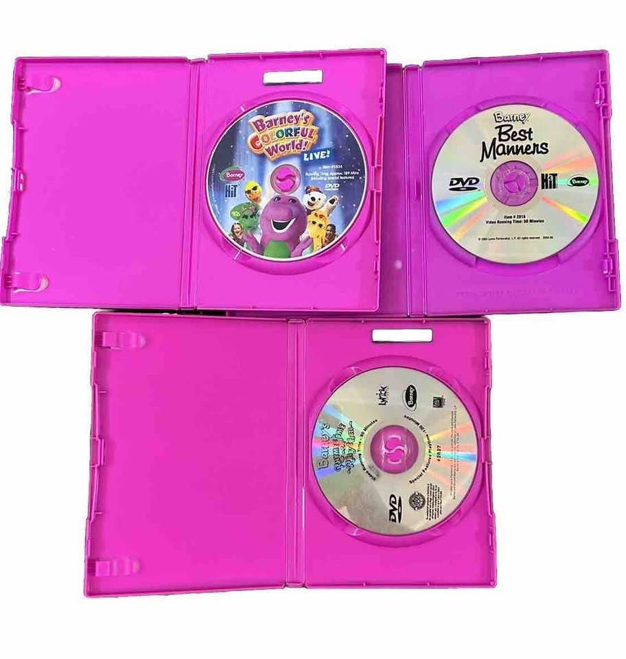 Barney Lot Of 3 DVDs. Barney’s Colorful World Live, Let’s Pretend, Best ...