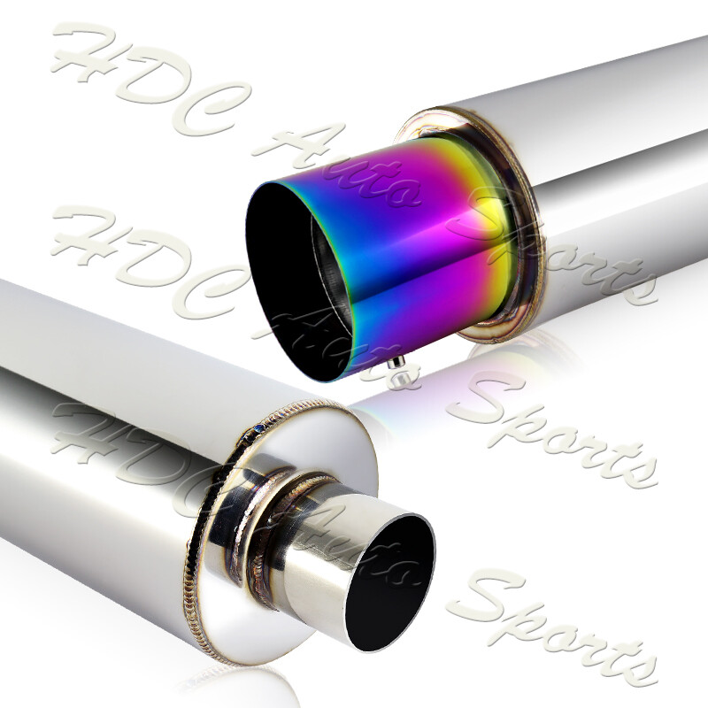 4" N1 Rainbow Burnt Tip Stainless T-304 Exhaust Muffler 2.5" Inlet ...