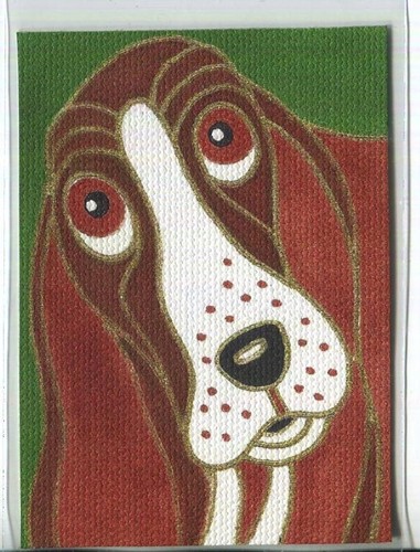 Aceo Bassett Hound Dog Modern Contemporary High Quality Gilcee Art Orig ...