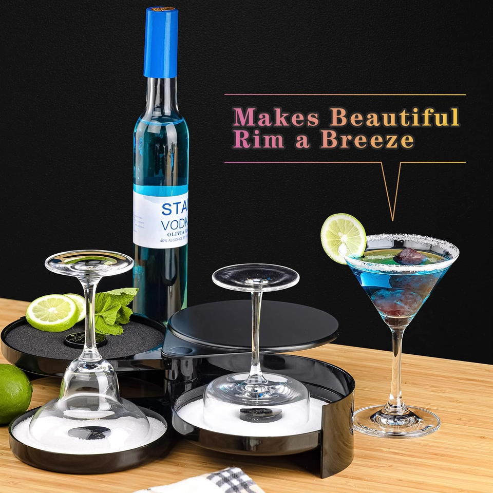 Margarita Salt Rimmer Set, Salt Rimmer with 2 Sponges, 3-Tier Glass ...