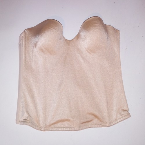Dominique Bustier Corset Shaper Top 34A Beige Boned Strapless Lightly ...