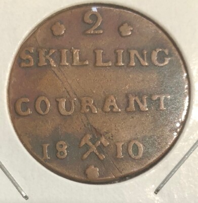 1810 Norway 2 Skilling Copper Coin-King Frederick VI -Crowned Monogram ...